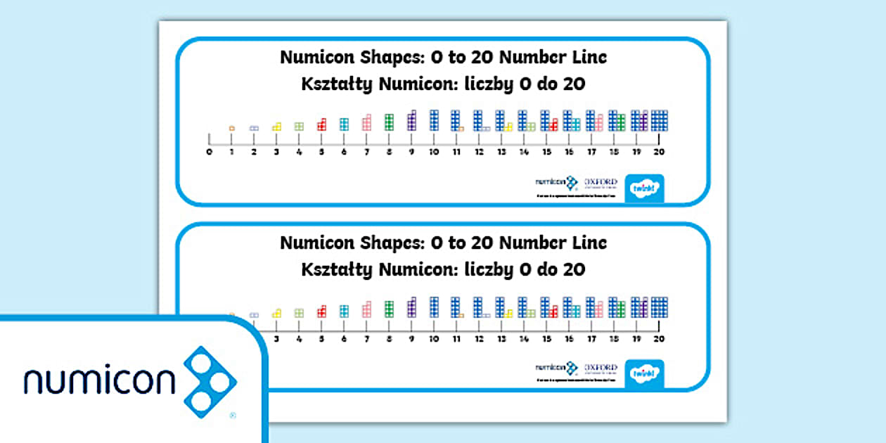 Number Line 0-20 Numicon Shapes English/Polish - Twinkl
